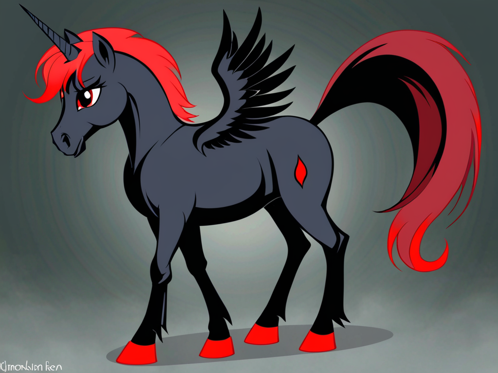 mlp pony dark alicorn with white markings on face red eyes red and ...