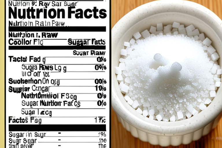 Detailed Nutrition Facts Label for Sugar with Granulated Sugar in Bowl