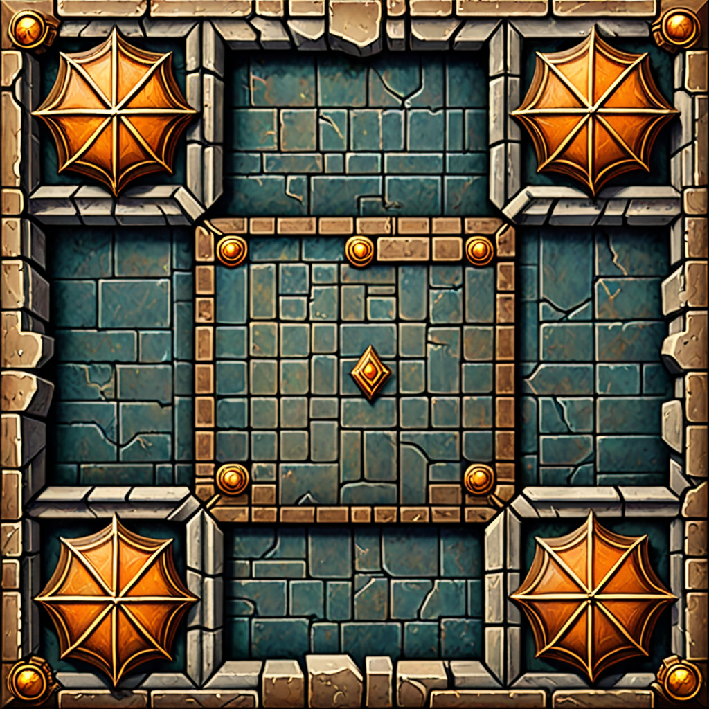 A set of tiles for a top down dungeon crawler board game.