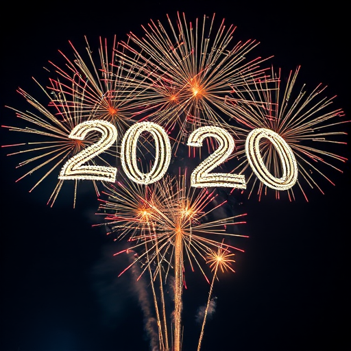 Celebratory Fireworks Display Illuminating the New Year 2020 in Style