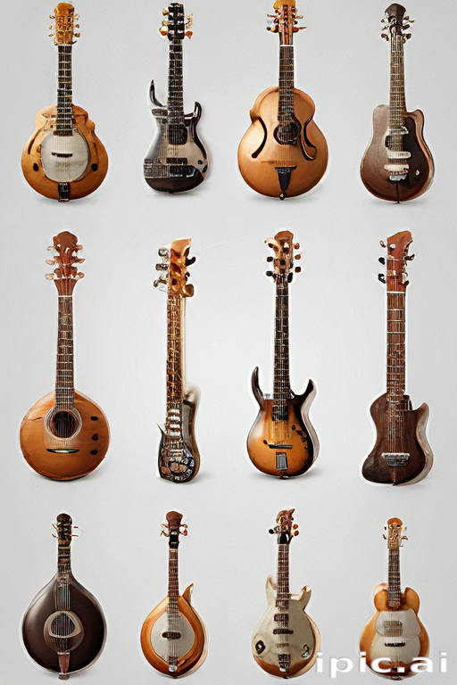 An Array of Unique and Diverse Guitars Displayed in Artistic Arrangement