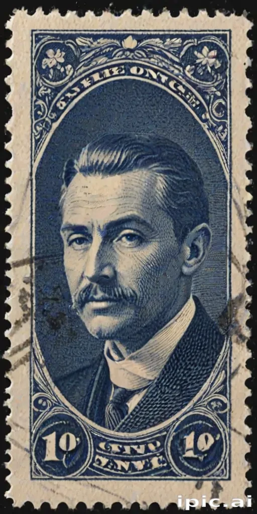 Vintage Postal Stamp Featuring a Distinguished Gentleman in Formal Attire