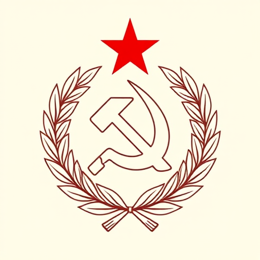 Symbolic Representation of the Hammer and Sickle Emblem on a Wall