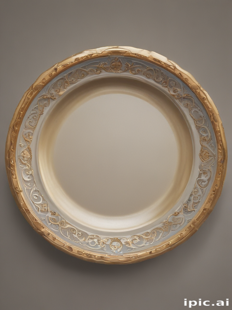 Elegant Decorative Plate with Intricate Gold and Blue Floral Design.
