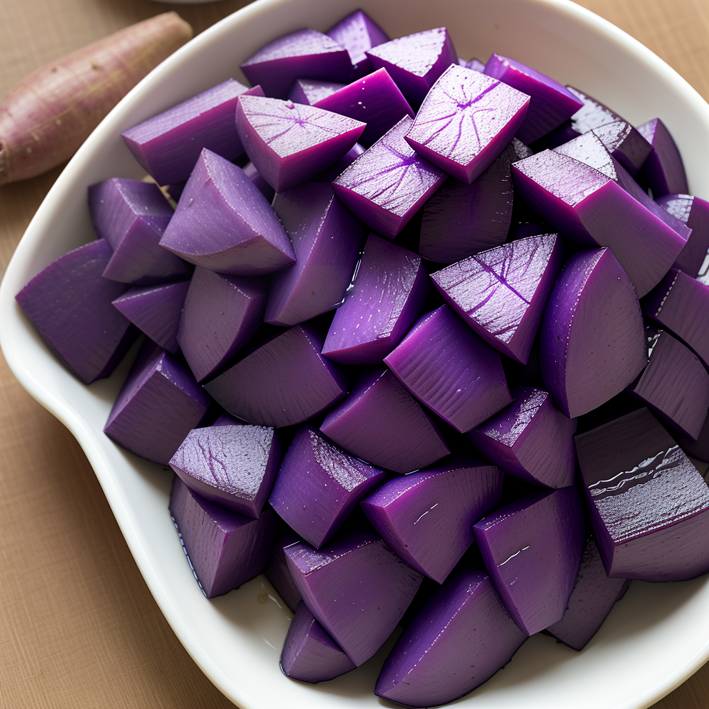 Vibrant Purple Sweet Potatoes Chopped and Ready for Delicious Cooking