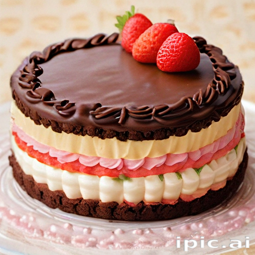 Delicious Multi-Layered Cake Decorated with Fresh Strawberries and ...