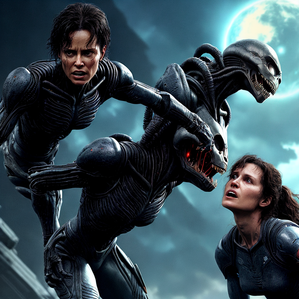 Alien Resurrection: Ripley and xenomorph queen