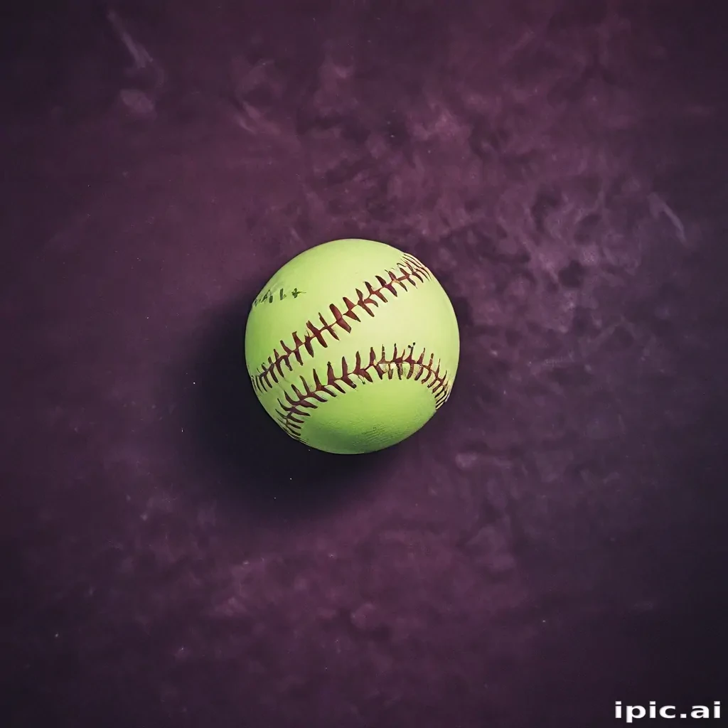 Bright Green Softball Resting Against a Deep Purple Background Surface