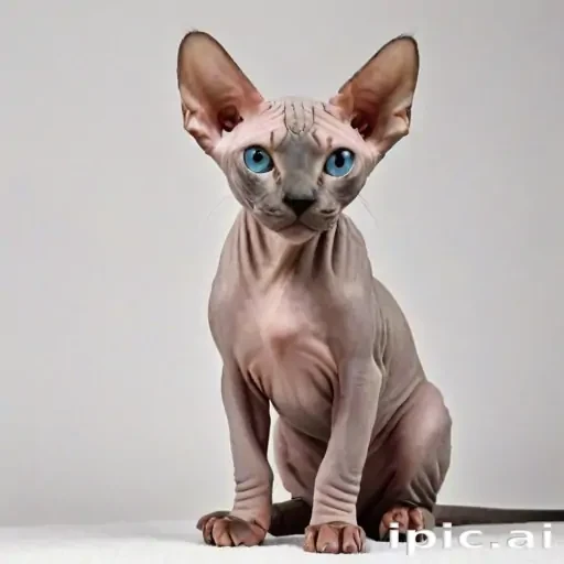 Unique Sphynx Cat with Striking Blue Eyes Posing Elegantly on Display