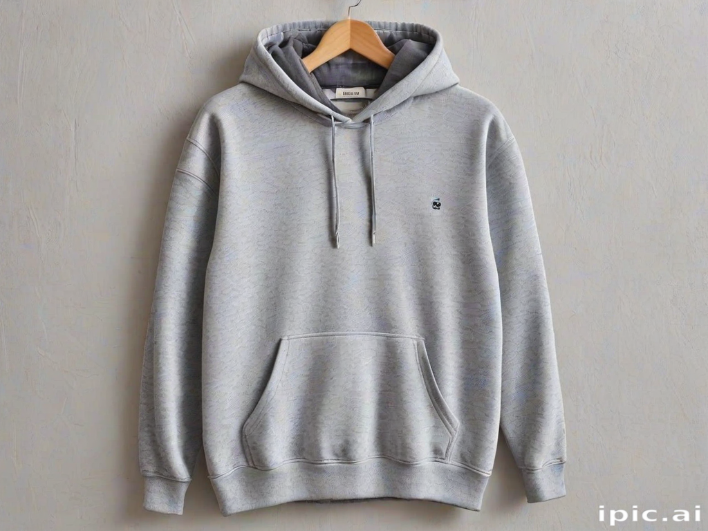 Stylish Gray Hoodie with Front Pocket and Adjustable Drawstring Hood