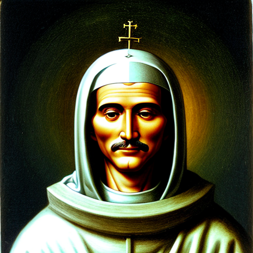 A saint with a dumpling as his head