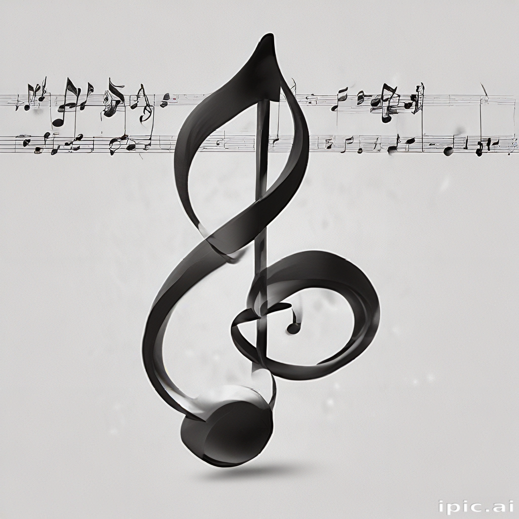 Elegant Musical Notes Dancing Around a Stylish Treble Clef Design