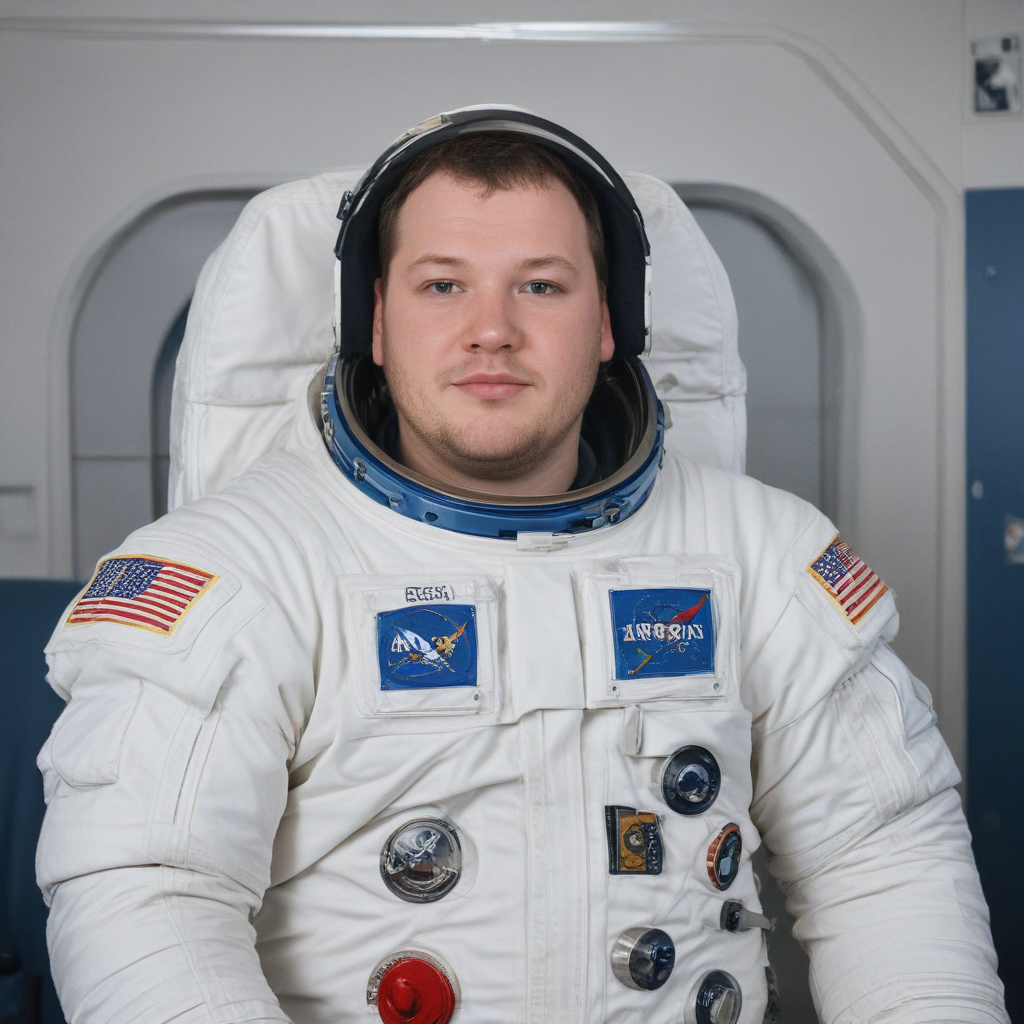 an photorealistic picture of an esa astronaut with obese