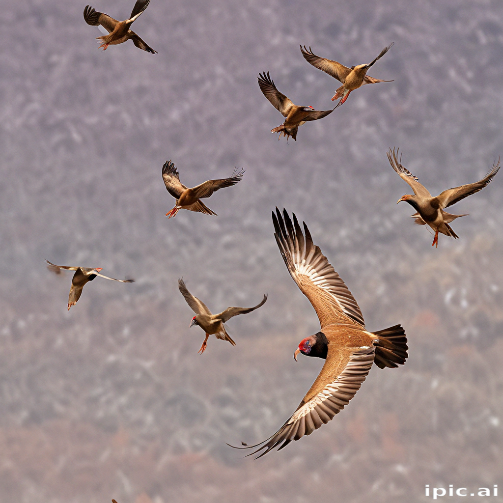 Majestic Birds in Flight: A Dynamic Scene of Nature's Beauty
