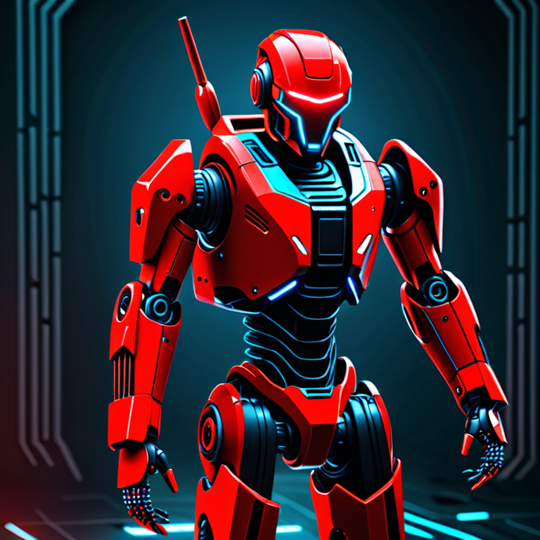 red neon killer robot