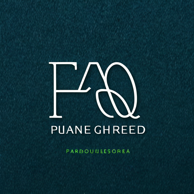 dark blue green themed FAQ's logo