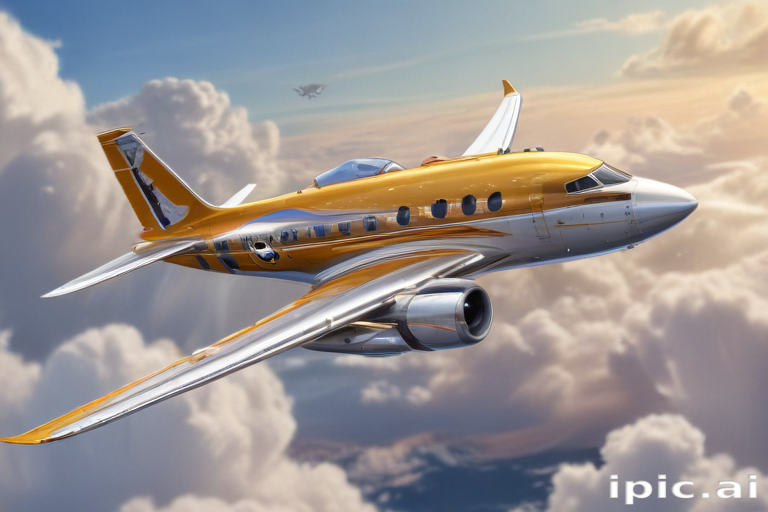 Luxurious Private Jet Soaring Through a Bright Blue Sky Above Clouds