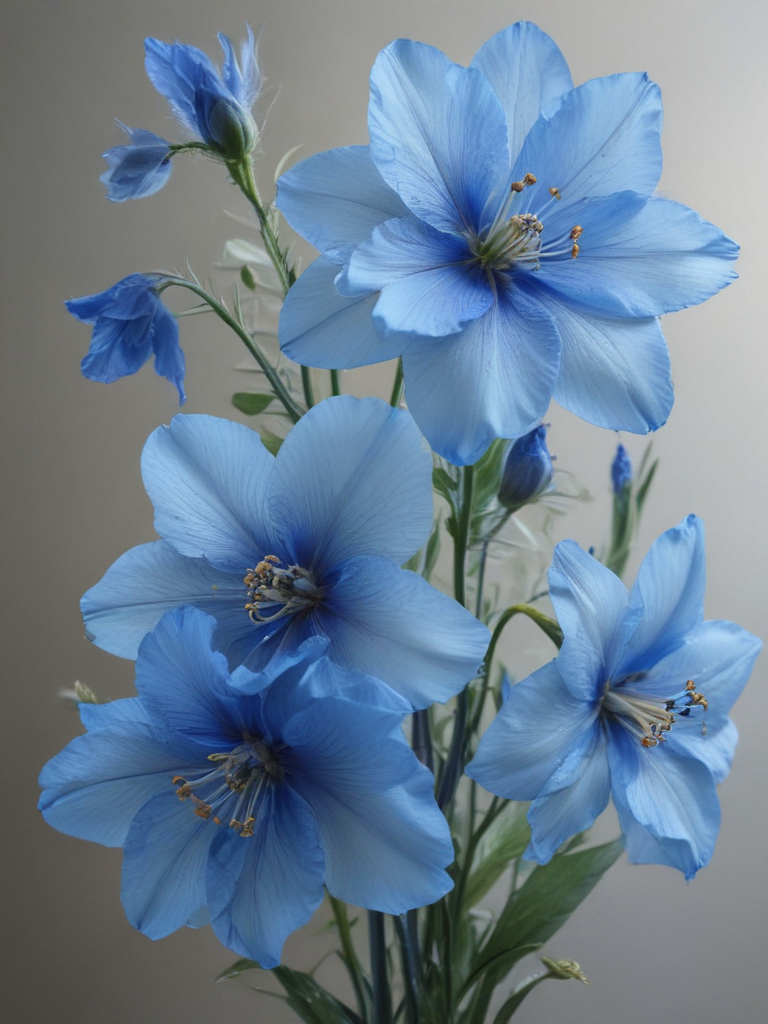 Beautiful Arrangement of Delicate Blue Flowers Against a Soft Background