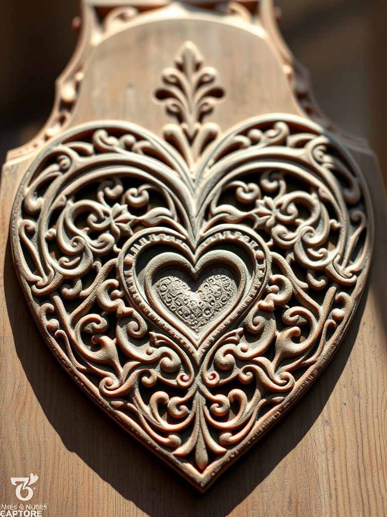 Create an intricate heart design featuring ornate patterns with a ...