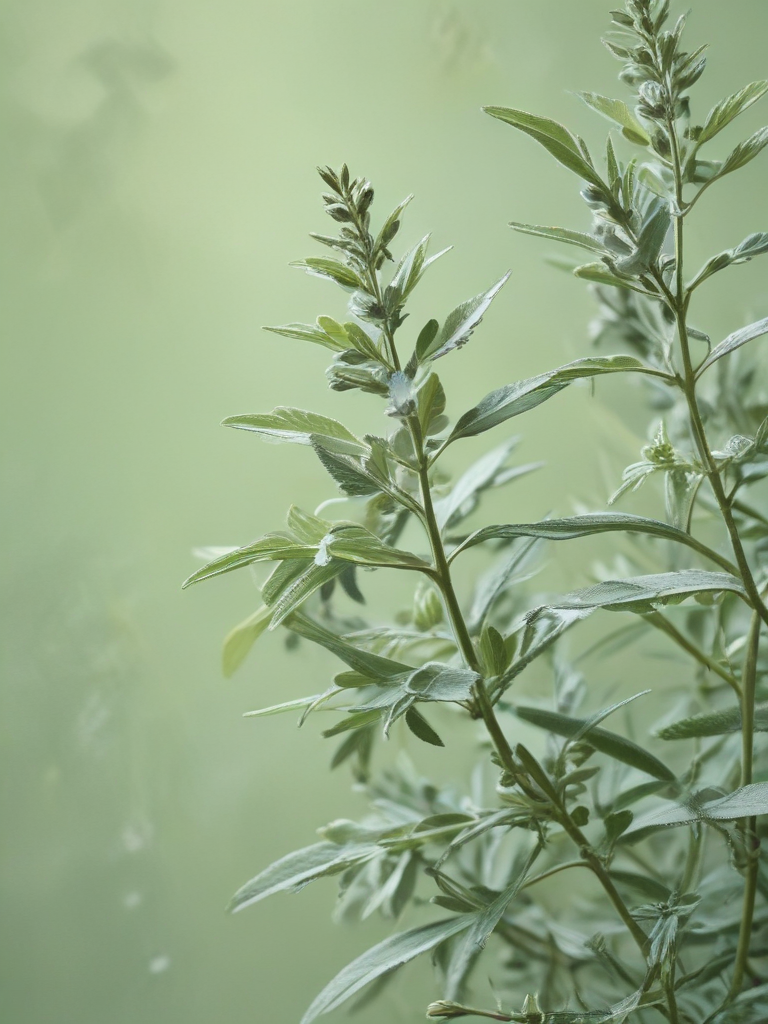Delicate Green Herb Sprouting Against a Soft, Blurred Background of Nature