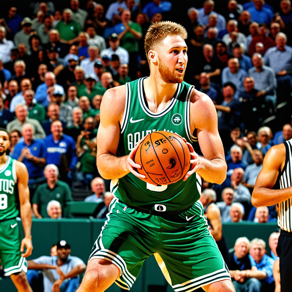 Cartoon of Larry bird playing basketball against Jayson Tatum on an ...