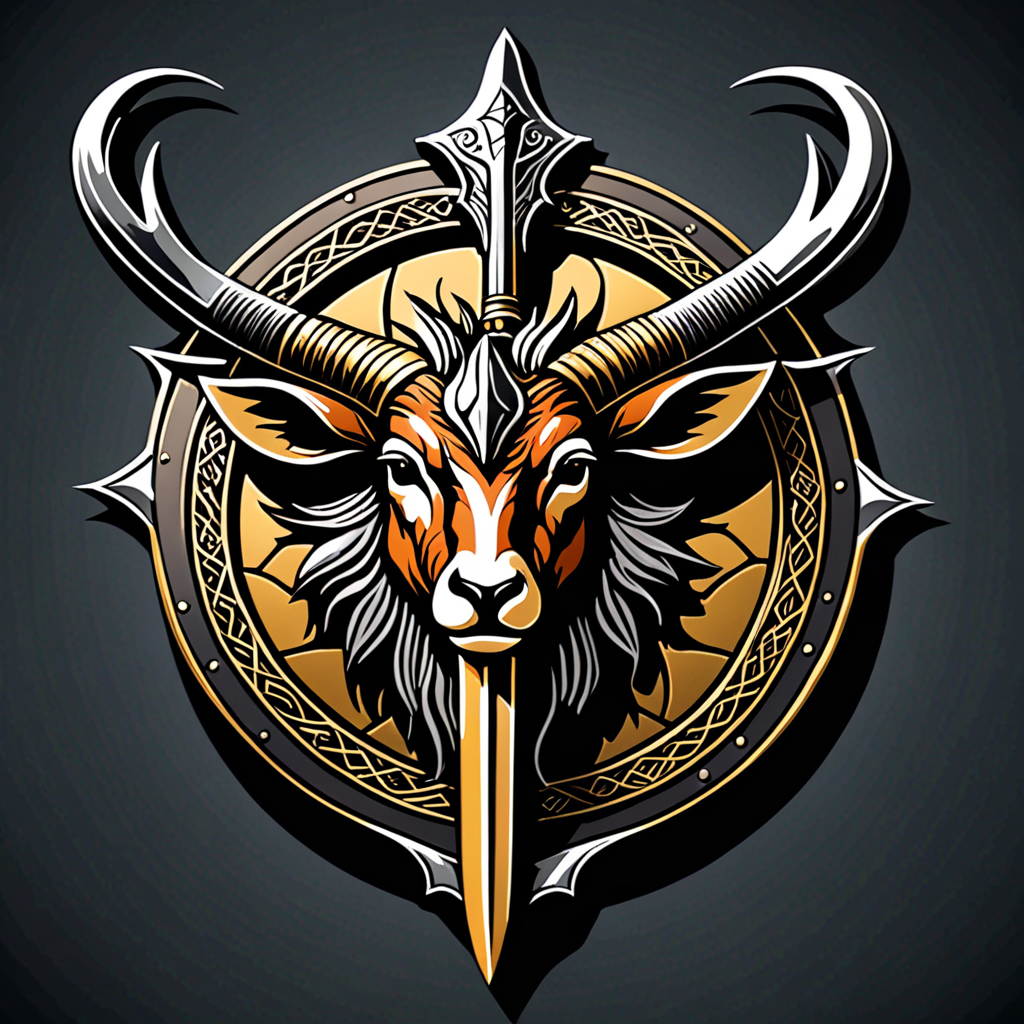 Sword and shield and spear and Legend of Markhor logo