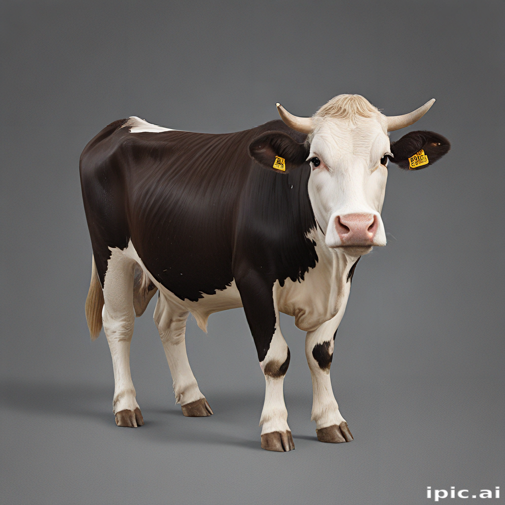 A Realistic Depiction of a Dairy Cow in a Studio Setting
