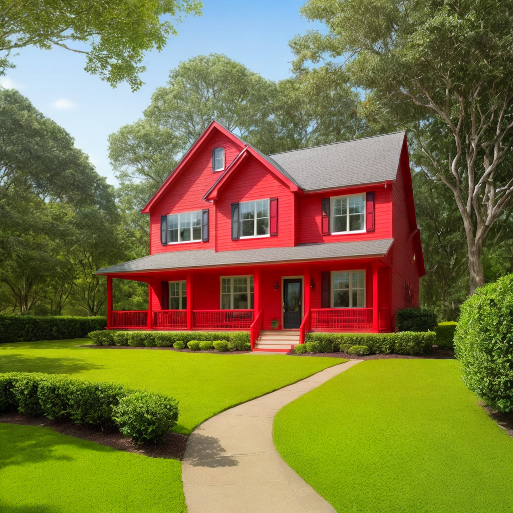 Create image house in red see