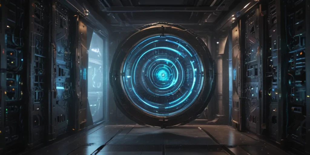 Futuristic Portal in a High-Tech Sci-Fi Environment with Glowing Details