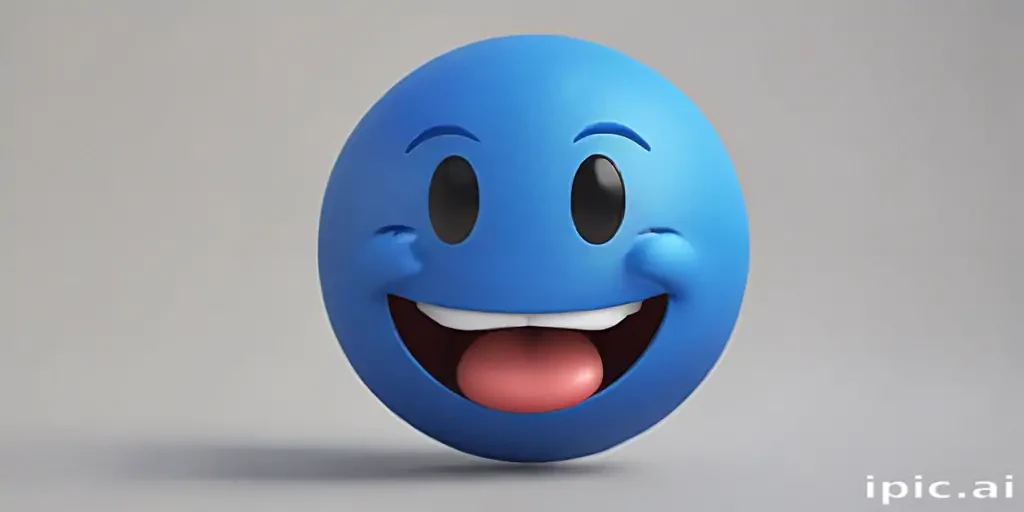 Cheerful Blue Emoji with a Big Smile and Playful Tongue Out