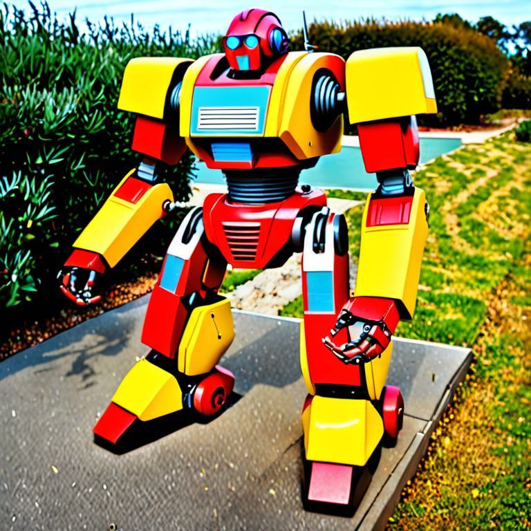 Giant red and yellow robot