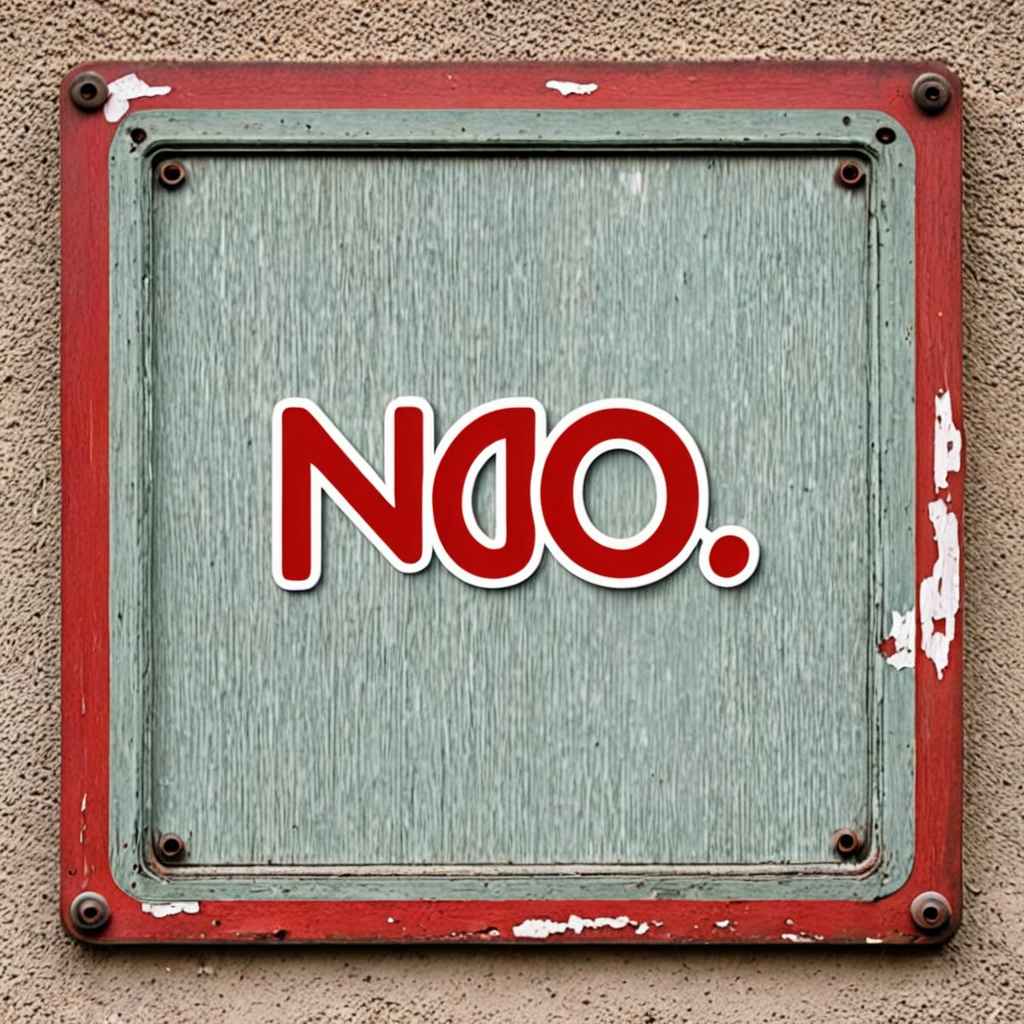 A high-detailed photo of a red sign with the word "NO" in an aesthetic ...