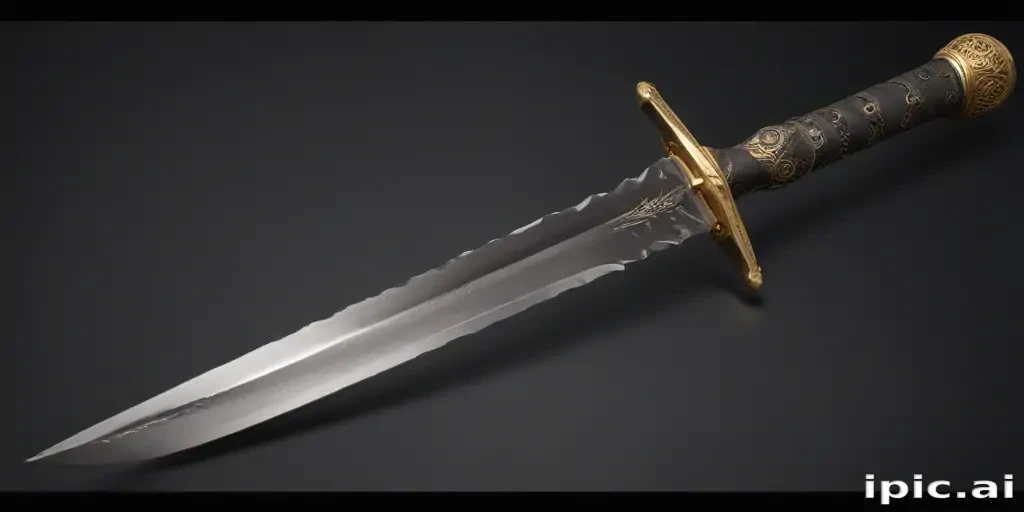 A beautifully crafted dagger featuring intricate designs and a polished ...