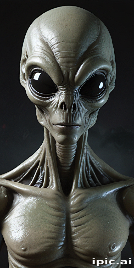 Intriguing Close-Up of a Detailed Alien Figure with Large Black Eyes