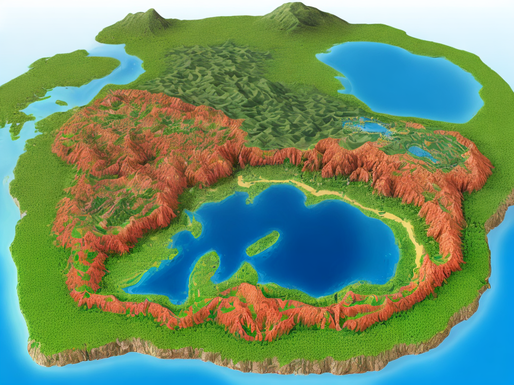 Real world map, 2D, cartoon style, high quality, high detail