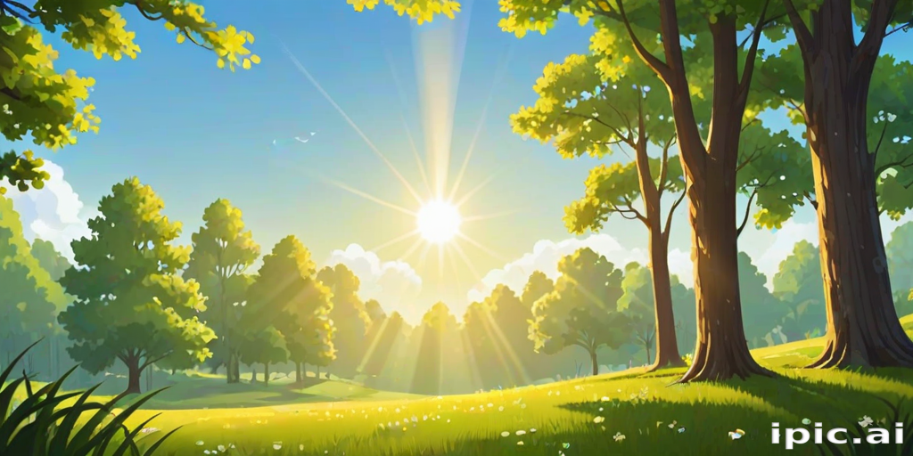 A Serene Morning in a Vibrant Forest Under a Bright Sunlight.