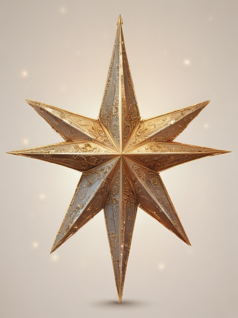 Elegant Golden Star with Intricate Designs Glowing in Soft Light