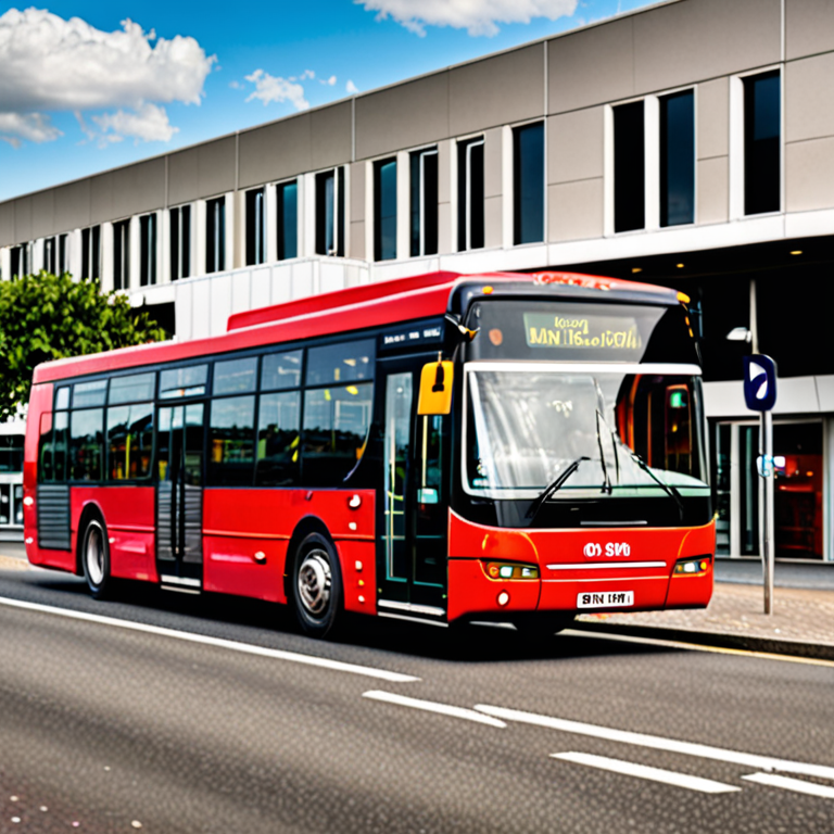 Modern red Articulated bus