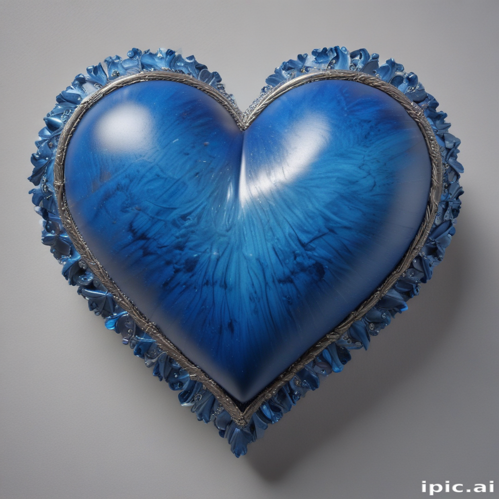 Beautifully Crafted Blue Heart Sculpture Adorned with Intricate ...