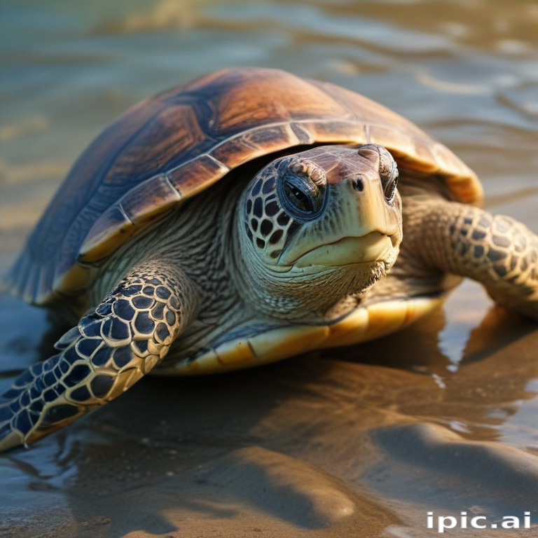 A Close-Up of a Majestic Sea Turtle Emerging from the Ocean Waves