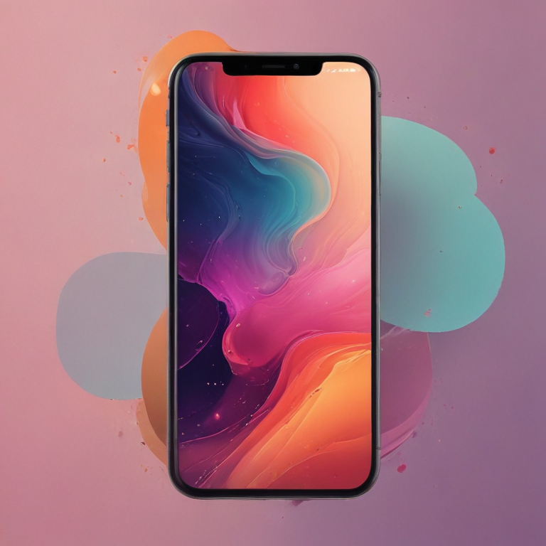 Colorful Abstract Background Featuring a Modern Smartphone Displaying ...