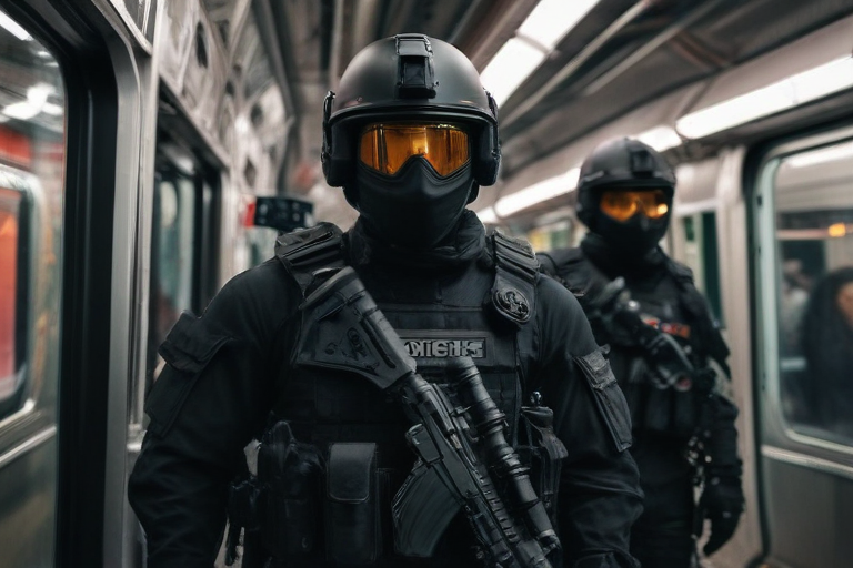 swat guys in full gear in metro