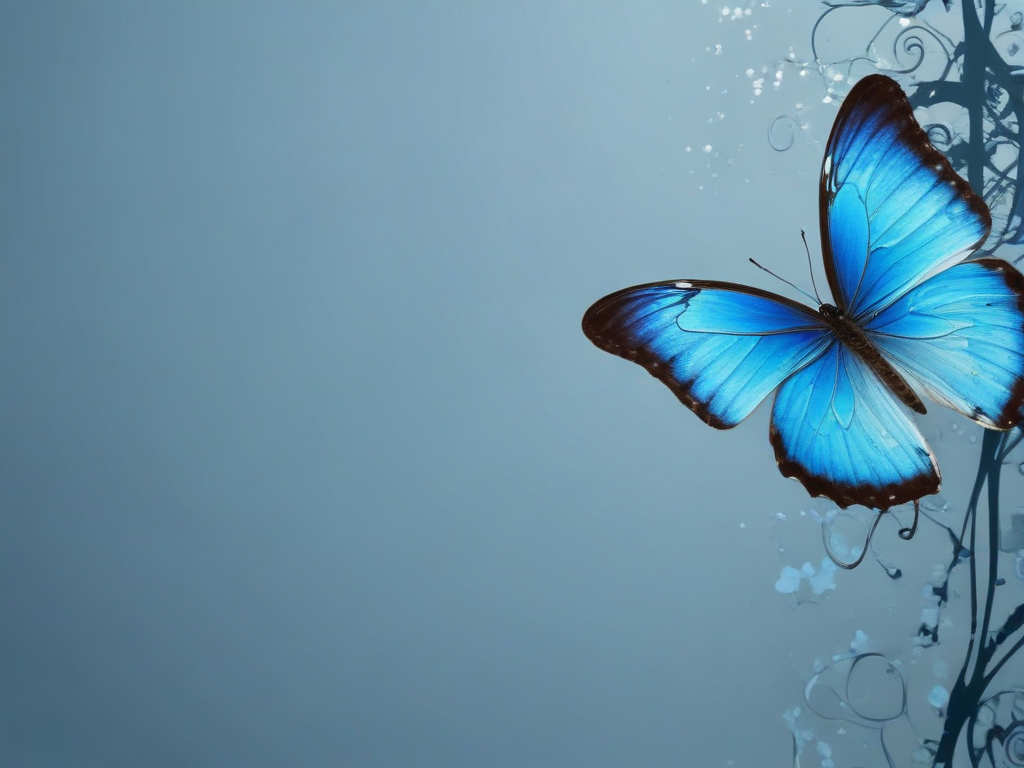 Elegant Blue Butterfly Gracefully Fluttering Against a Soft Blue Background