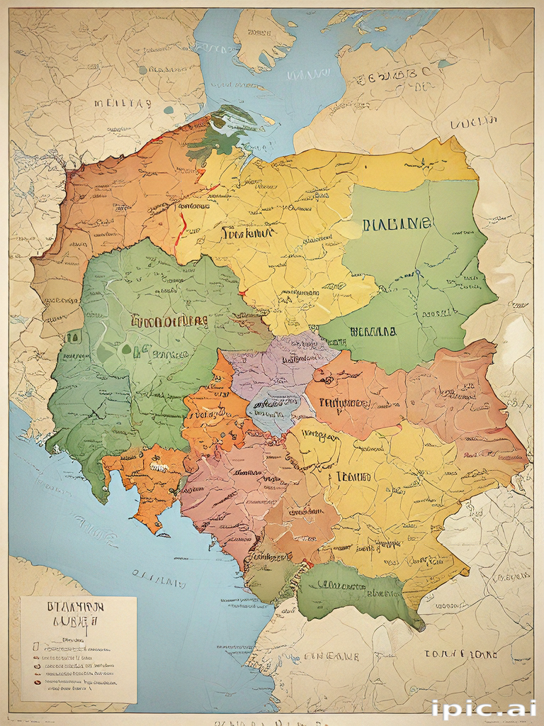Detailed Historical Map of Poland Highlighting Regions and ...