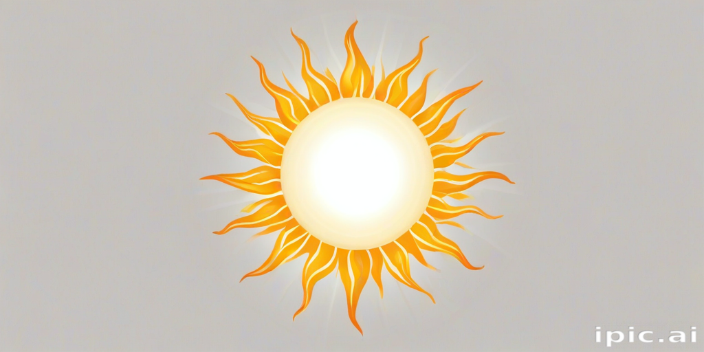 Radiant Sun Design with Vibrant Yellow Rays on a Soft Gray Background