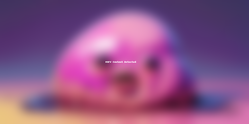 Vibrant Pink Blob with Surreal Background and Dreamy Color Gradients