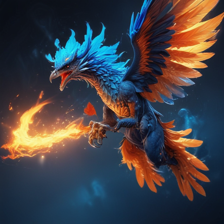 Majestic Firebird: A Mythical Creature Soaring Through the Night Sky