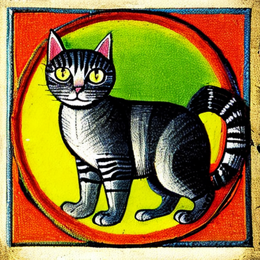 medieval art of a cat