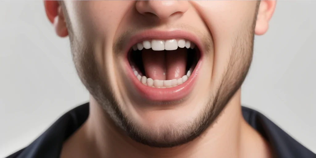 A Close-Up of a Young Man Opening His Mouth Wide in Expression.