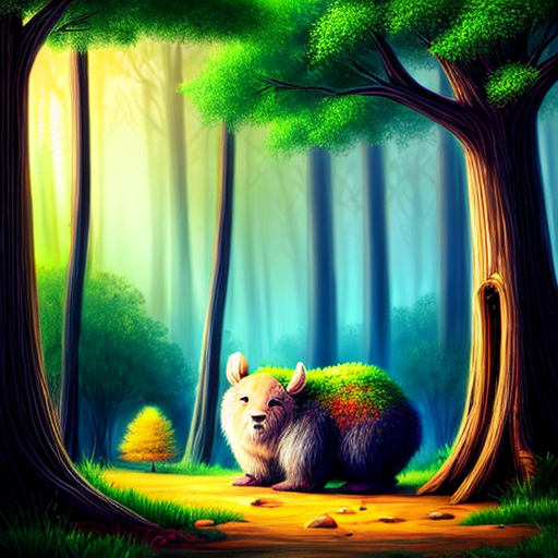 Fantasy forest cute and charming animals